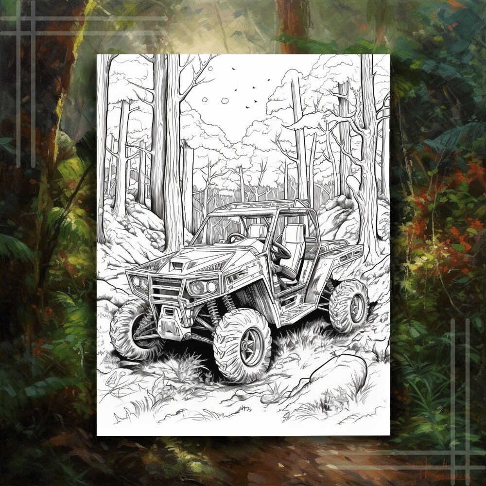 4 Wheeler Coloring Pages Fun Color Therapy Activities - Etsy