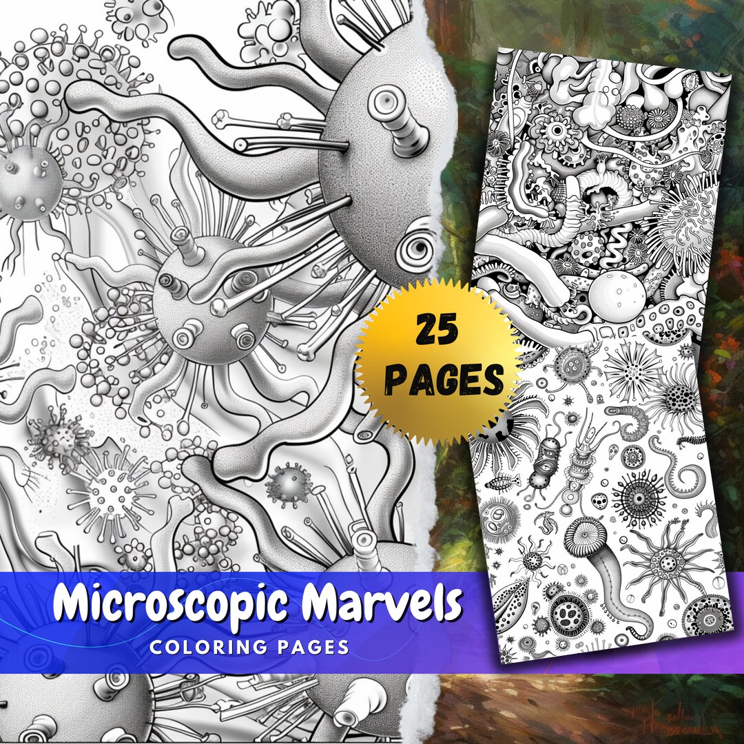 Microscopic Coloring Pages Color Therapy for Fun - Etsy