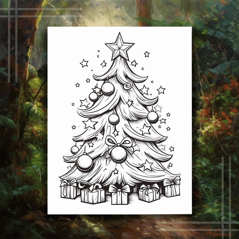 Greyscale Christmas Tree Coloring Pages and Santa Claus Coloring Pages ...