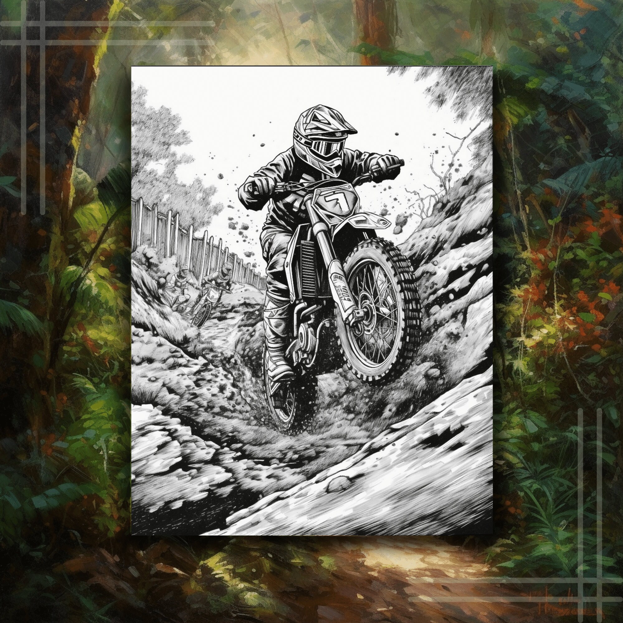 Dirt Bike Coloring Page Set for off Road Motocross Lovers Printable PDF ...