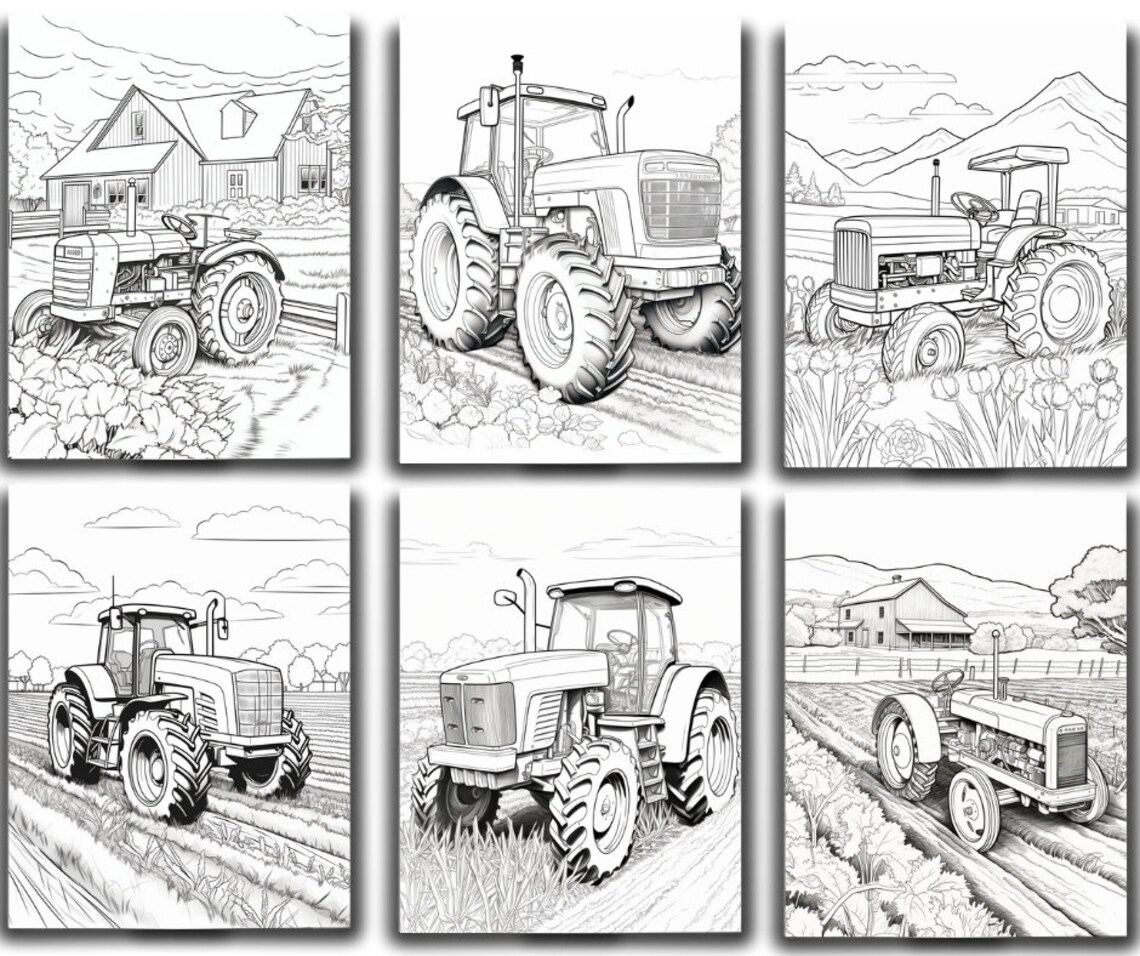 Tractor Coloring Pages for Adults Printable Instant Download Easy John ...
