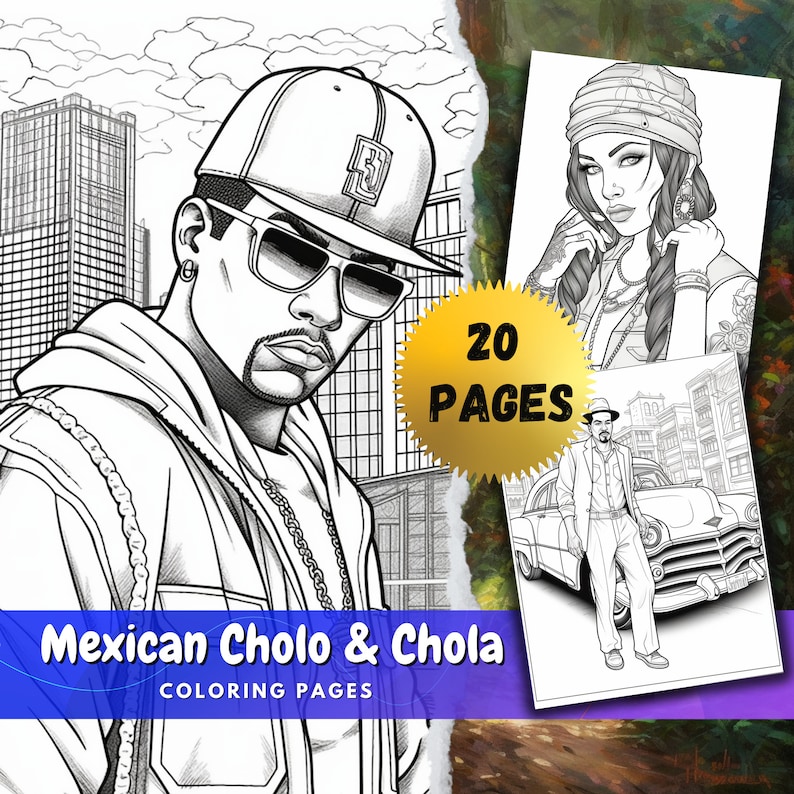 Chicano Coloring Pages for Adults Grayscale Art | Mexican Gangster ...