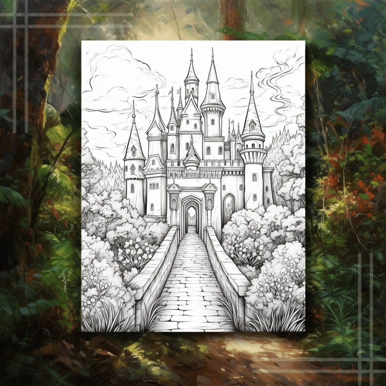 Medieval Castle Coloring Pages for Adults Instant Download PDF Castle ...