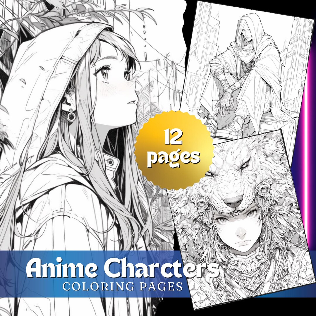 Fun Anime Characters Coloring Pages Easy Printable Digital Download - Etsy