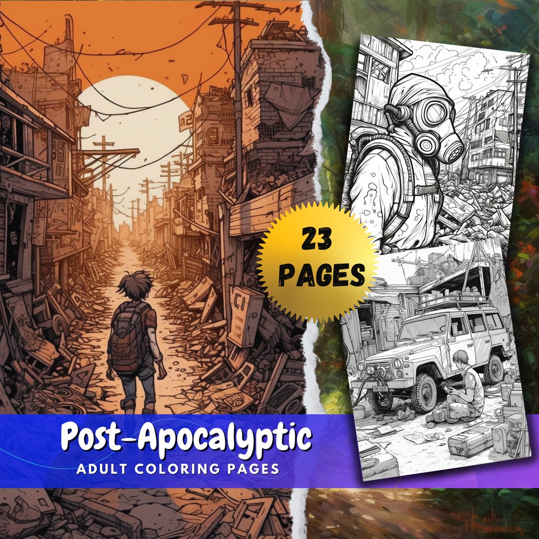 Post Apocalyptic Coloring Pages for Adults With Grayscale Art Coloring ...