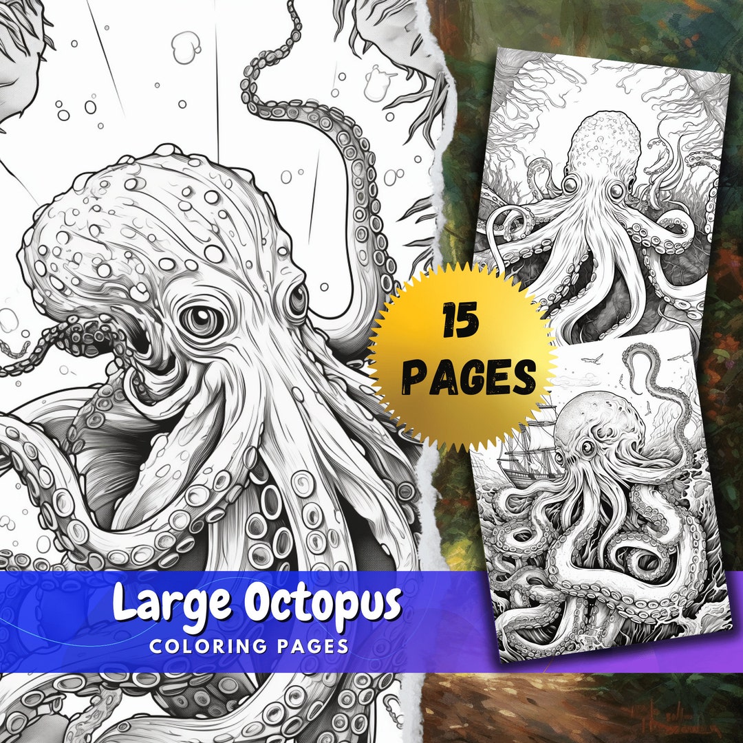 Grayscale Large Octopus Coloring Pages With Unique Designs - Color ...