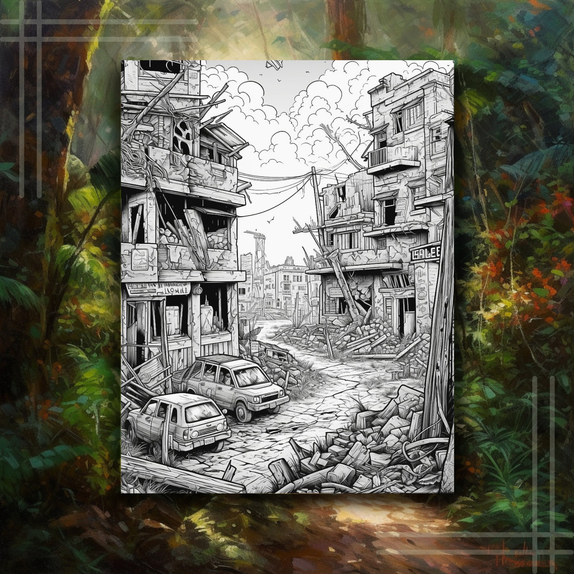 Post-apocalyptic DIY Coloring Book Chronicles Wanderer Themed Pages Gas ...