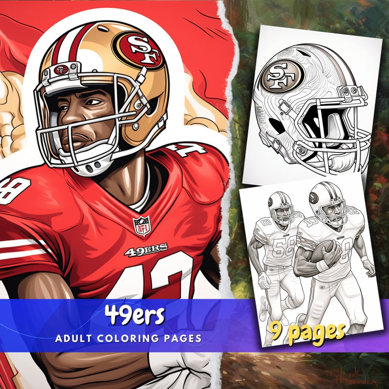 49ers Coloring Pages for Football Fans and Fun Adult Greyscale Color ...