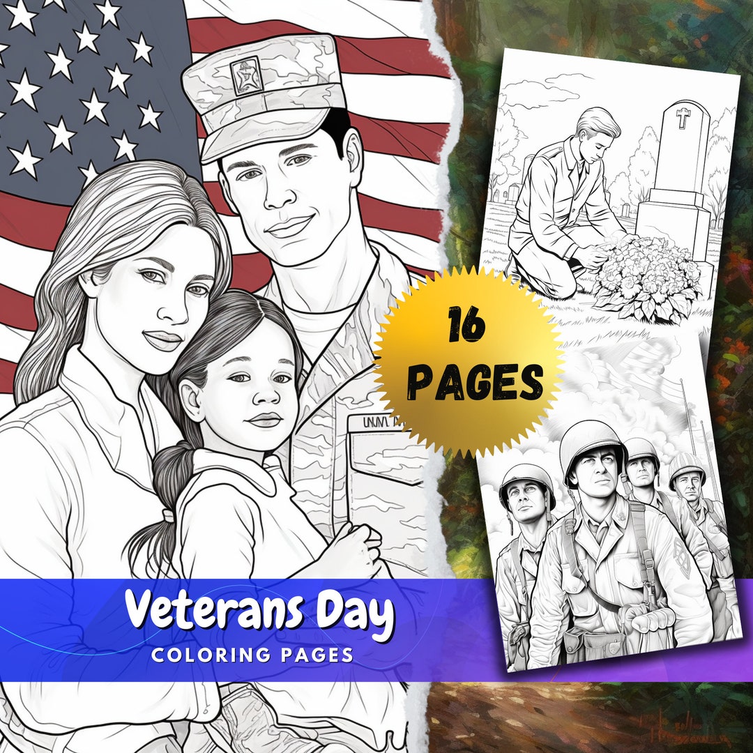 Veterans Day Coloring Pages for Military Color Therapy and Mindful ...