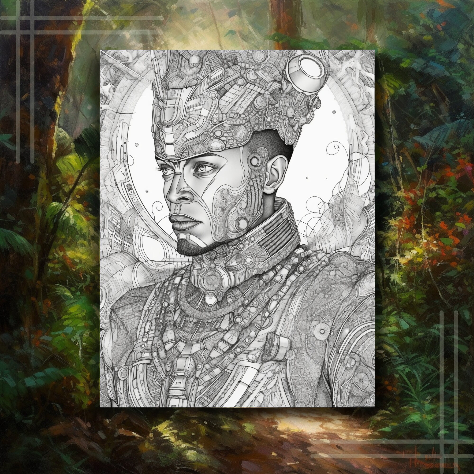 Afro Futuristic Fun Adult Coloring Pages for Instant Download Detailed ...