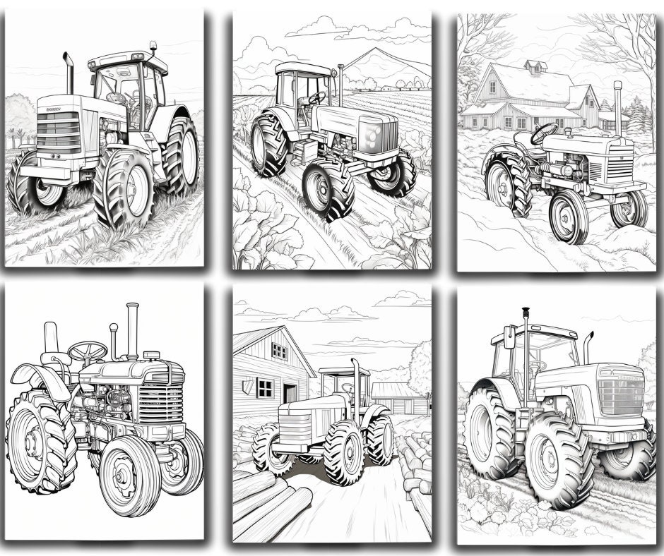Tractor Coloring Pages for Adults Printable Instant Download Easy John ...