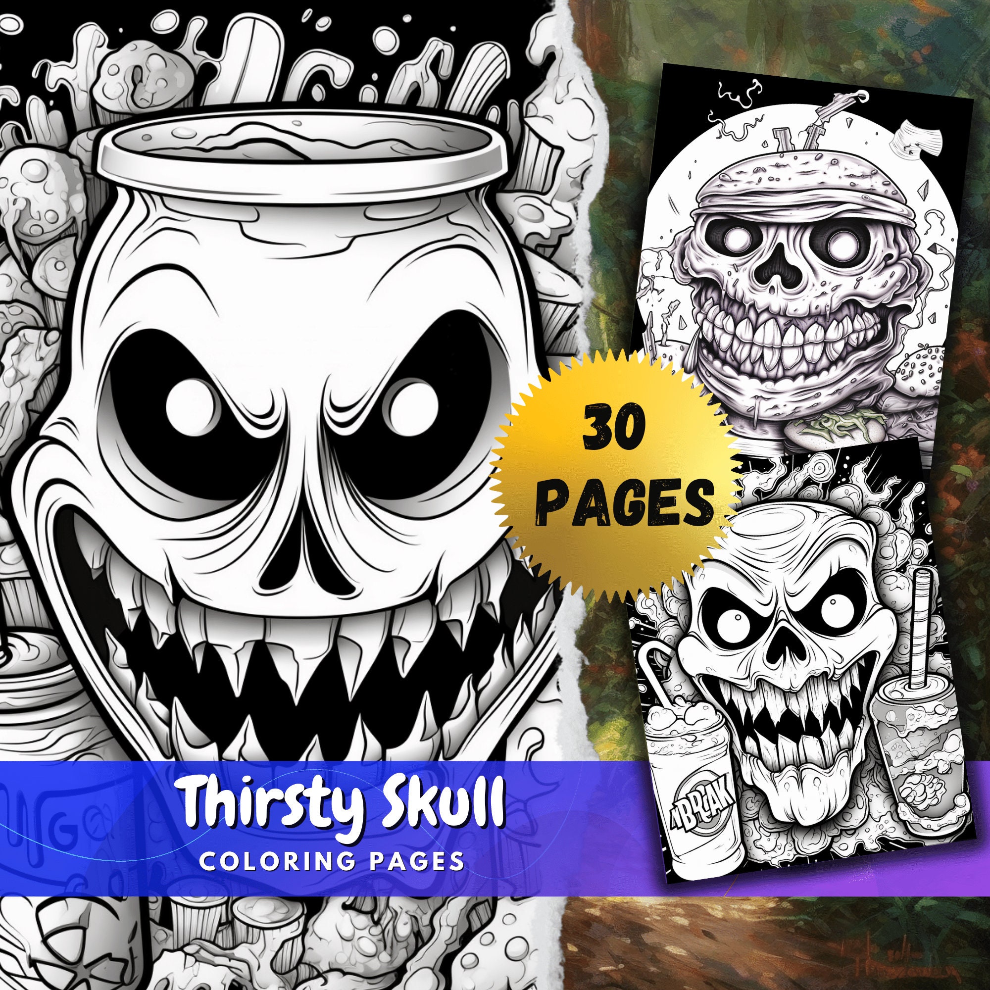 Thirsty Creepy Face Coloring Pages for Halloween Fun Art Activities - Etsy