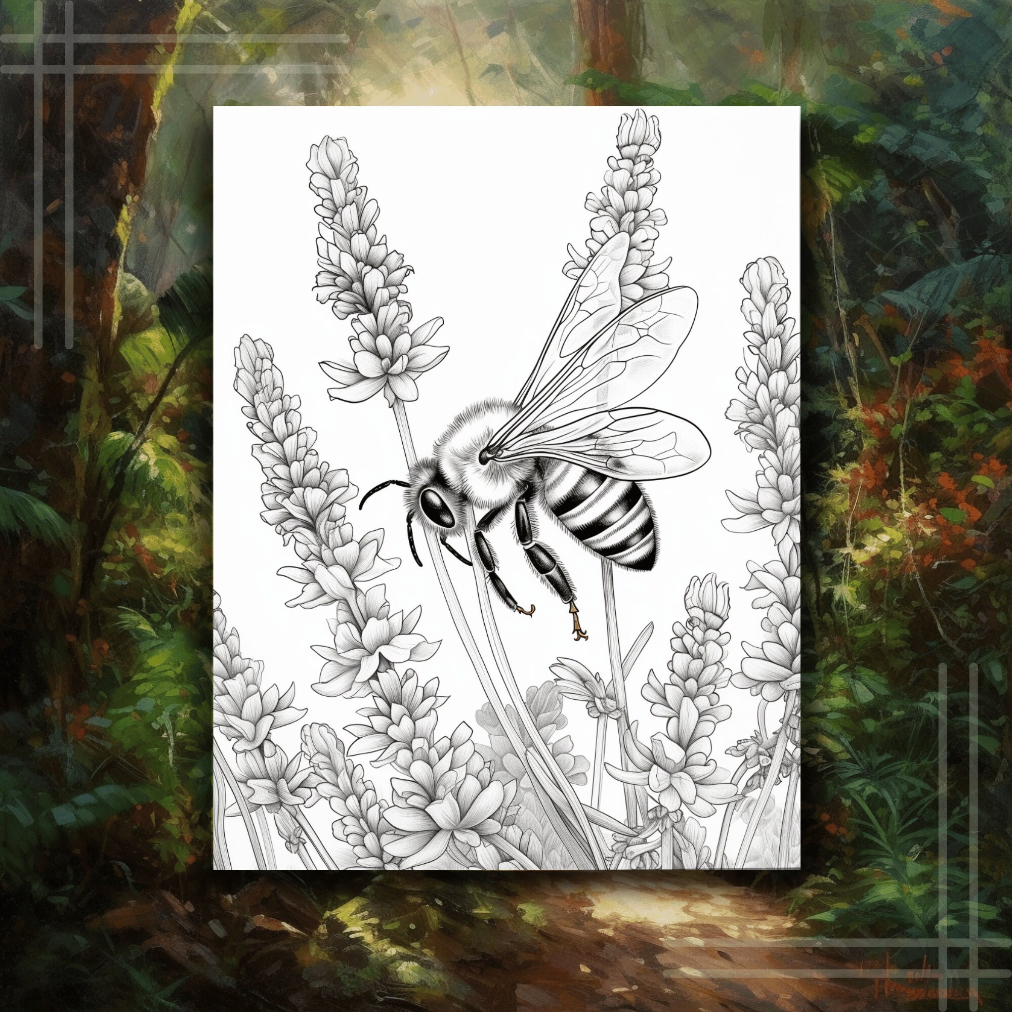 Bee Coloring Pages for Adults Instant Download PDF Adult Fun Honey Bee ...