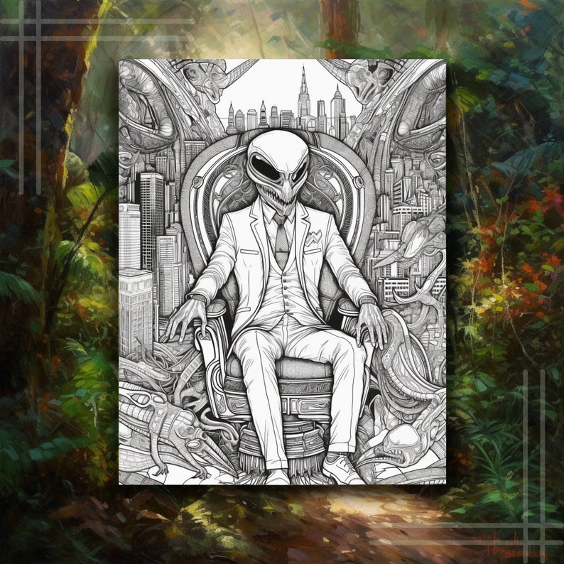 Funny Alien Coloring Pages for Adults | Galactic Gangster Coloring Book ...