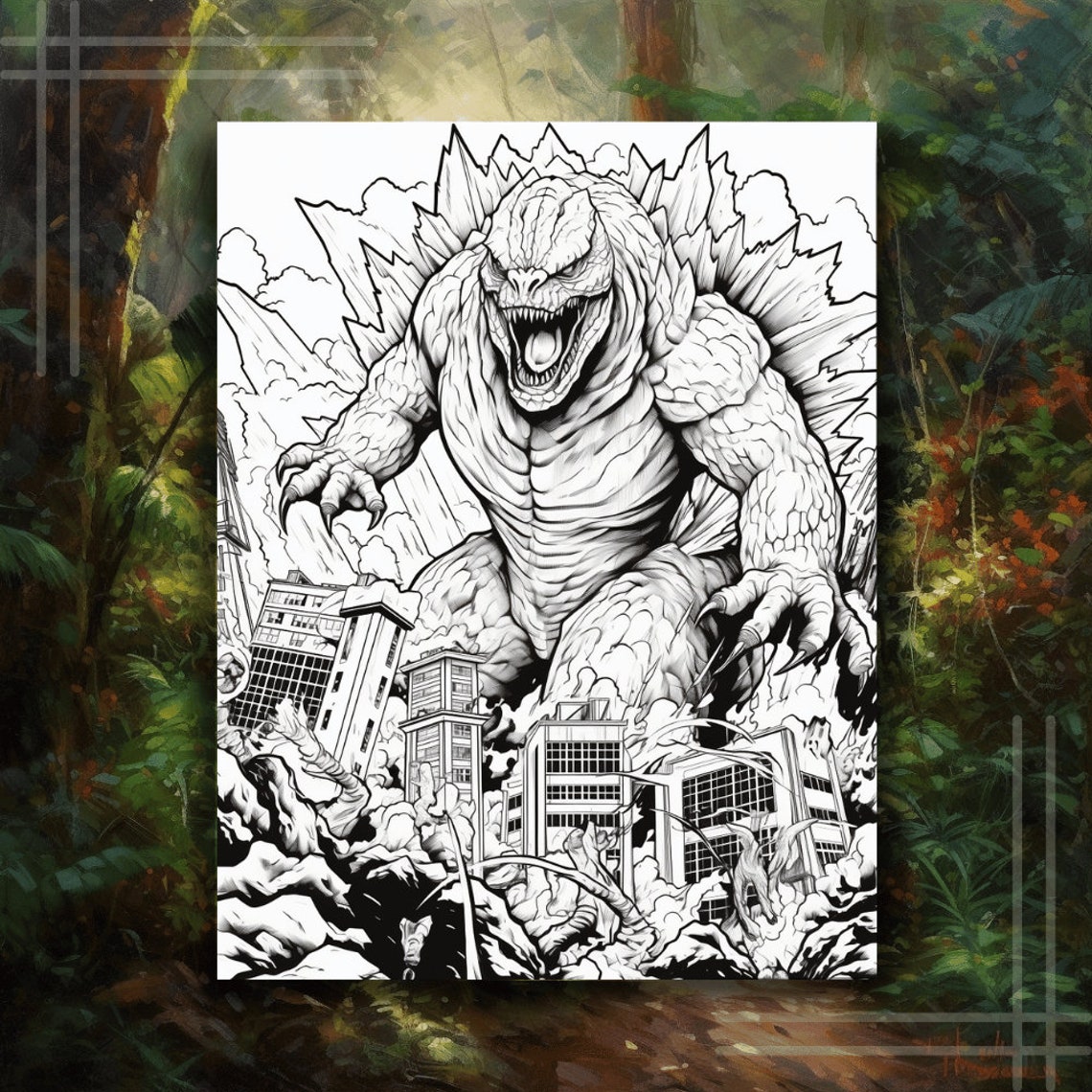 Inspired Godzilla Coloring Pages and Greyscale Monster Coloring Pages ...