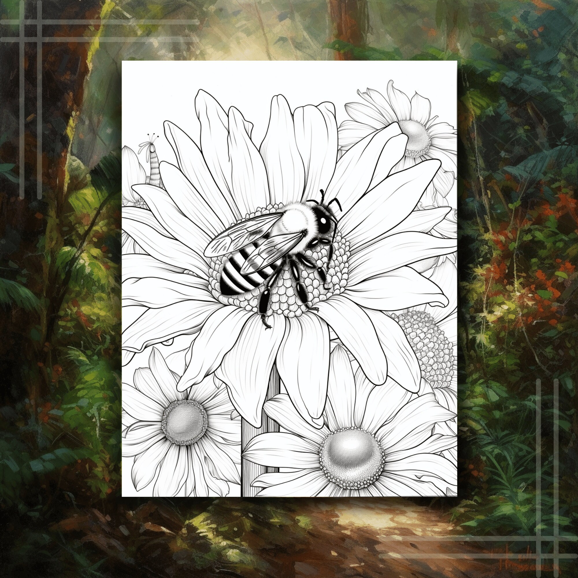 Bee Coloring Pages for Adults Instant Download PDF Adult Fun Honey Bee ...