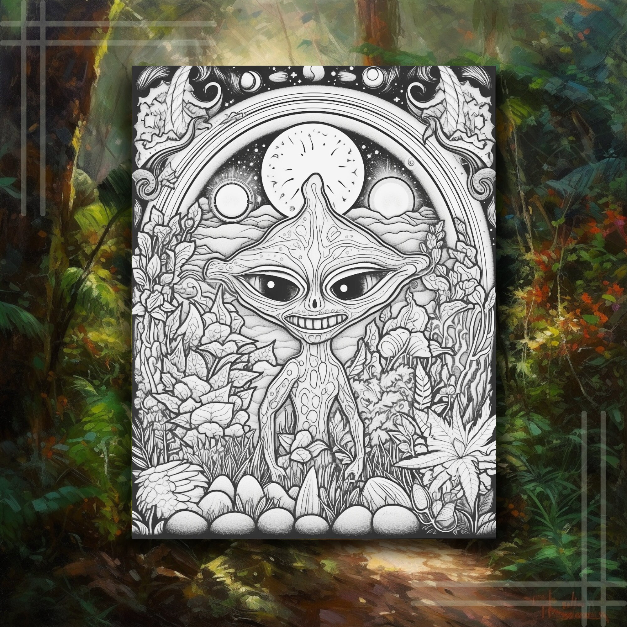 Printable DIY Cosmic Coloring Pages Alien Art Galaxy Colors Moon Rocks ...