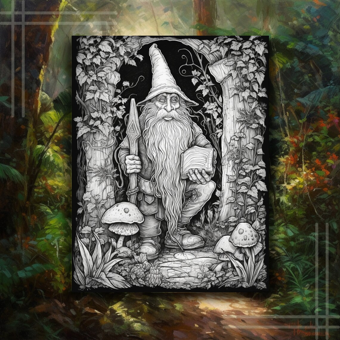 Creepy Evil Gnome Line Art Coloring Pages for Halloween - Etsy