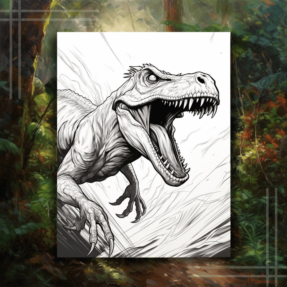 Realistic T Rex Printable Coloring Pages - Instant Download - Etsy