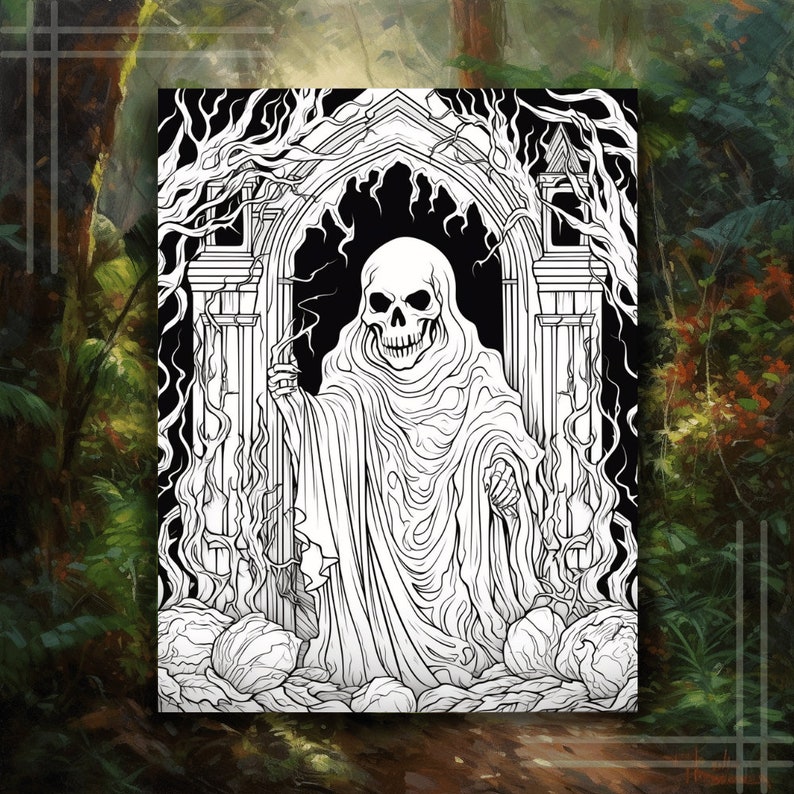 Halloween Ghost Coloring Pages for Creep Dark Art Therapy2023 Coloring ...