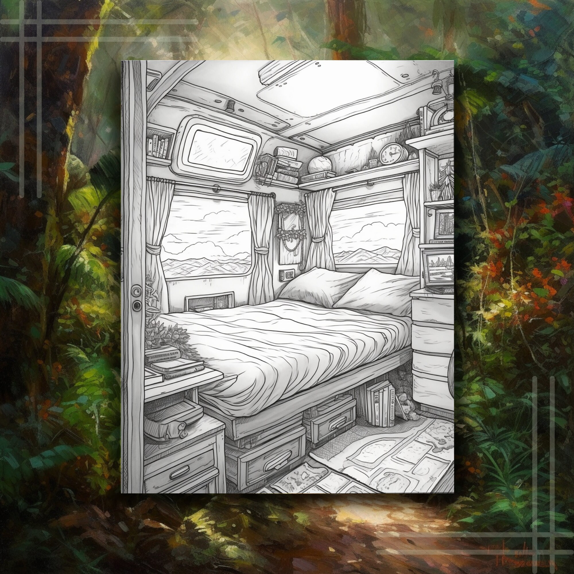 Van Life Coloring Pages - Camper Van Coloring Book | Instant Download ...