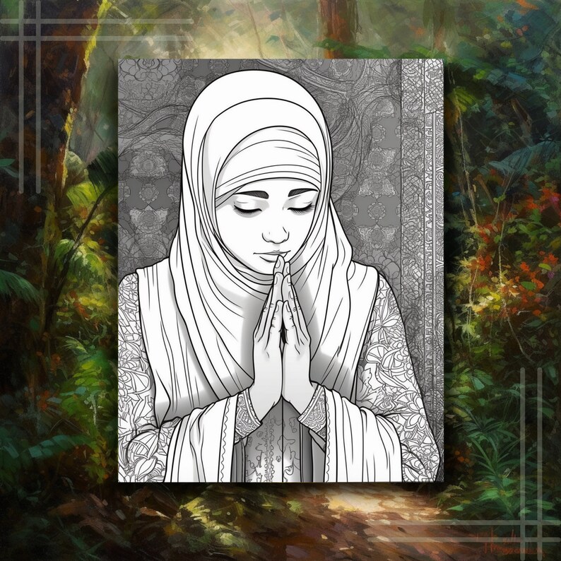 Islamic Grayscale Coloring Pages DIY Canva Editable Set TWO for Adults ...