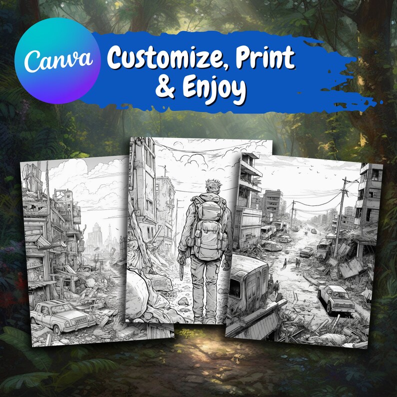 Post-apocalyptic DIY Coloring Book Chronicles Wanderer Themed Pages Gas ...