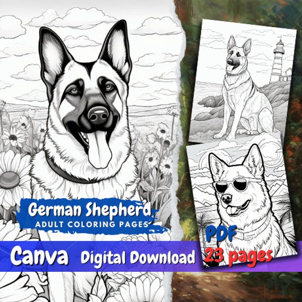 Printable German Shepherd Coloring Pages - Etsy