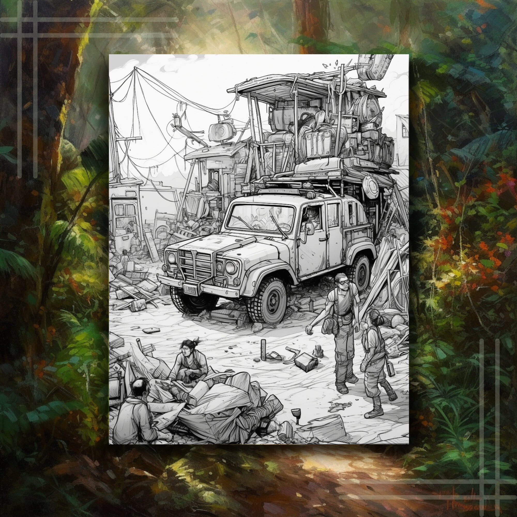 Post Apocalyptic Coloring Pages for Adults With Grayscale Art Coloring ...