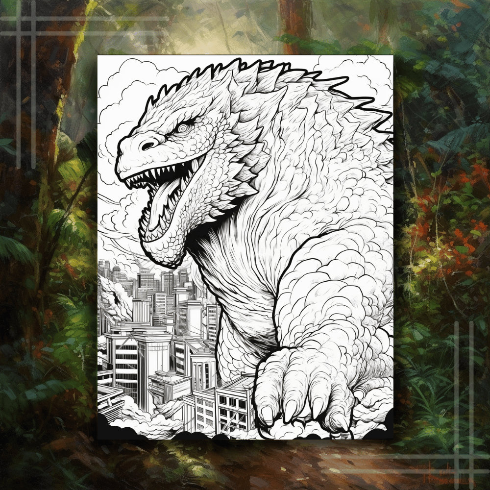 Inspired Godzilla Coloring Pages and Greyscale Monster Coloring Pages ...