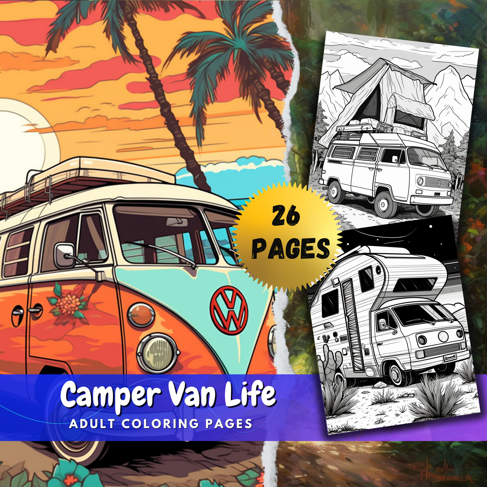 Voltswagan Van Coloring Pages - Vintage Camper Van Coloring Book ...