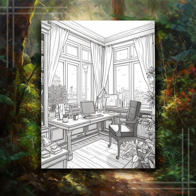 Interior Design Coloring Pages for Fun Color Therapy - Etsy