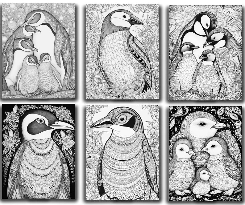 Mandala Penguin Coloring Pages Fun Relaxation Printable Instant ...