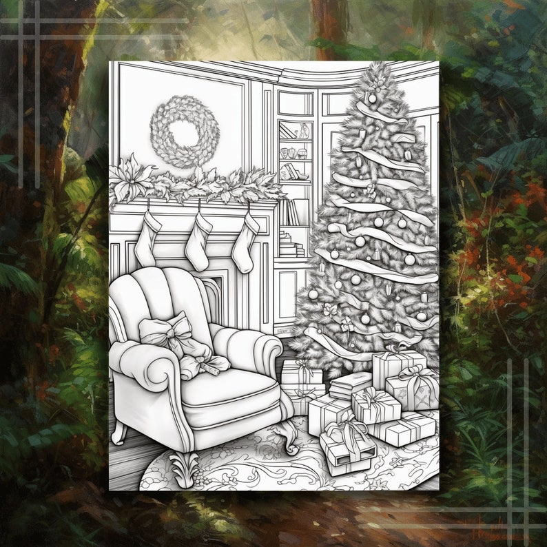 Greyscale Christmas Tree Coloring Pages and Santa Claus Coloring Pages ...