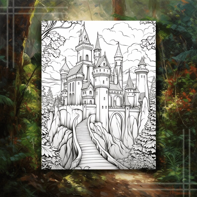 Fantasy Castle Coloring Pages for Adults Instant Download and - Etsy