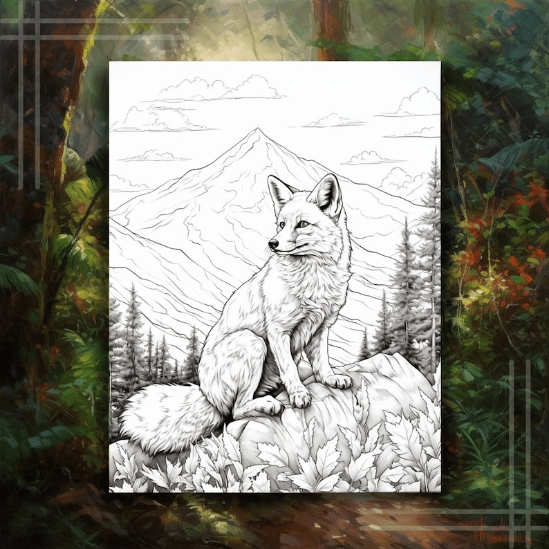 Realistic Fox Coloring Pages for Animal Lovers and Adult Coloring Pages ...