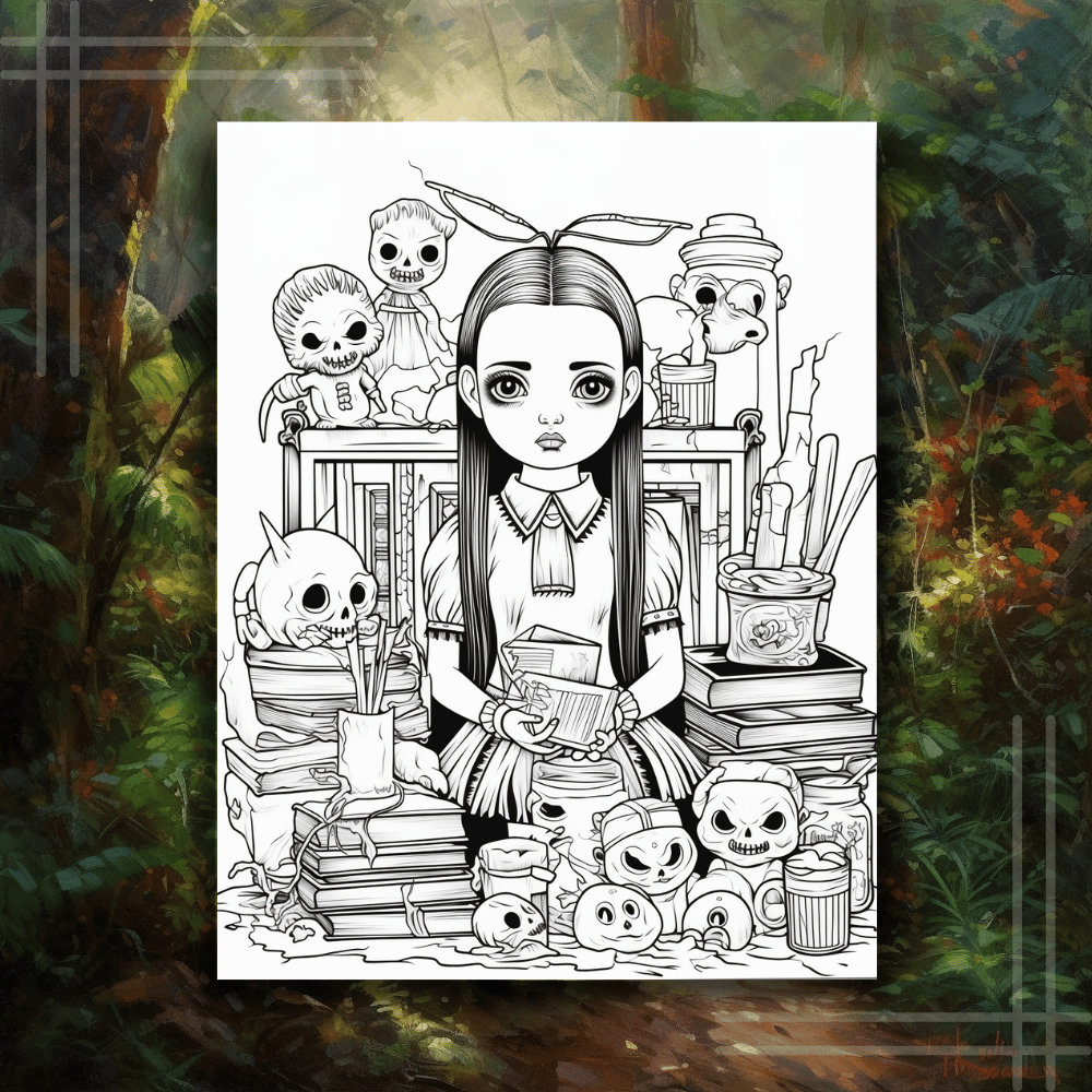 Inspired Wednesday Addams Coloring Pages From Addams Family - Etsy