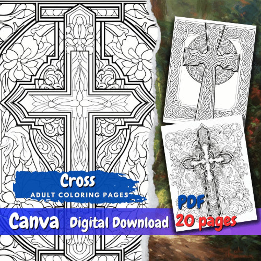 Jesus Cross Coloring Pages for Adults, Christian Coloring Page ...
