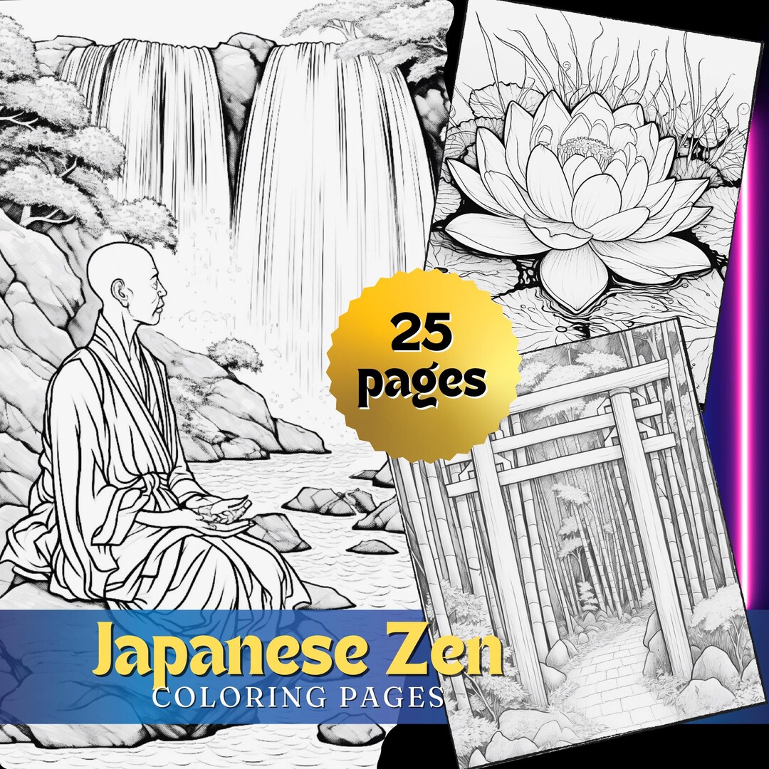 Japanese Zen Coloring Pages | Adult Grayscale Zen Garden Coloring Pages ...