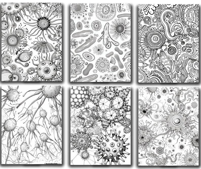 Microscopic Coloring Pages Color Therapy for Fun - Etsy