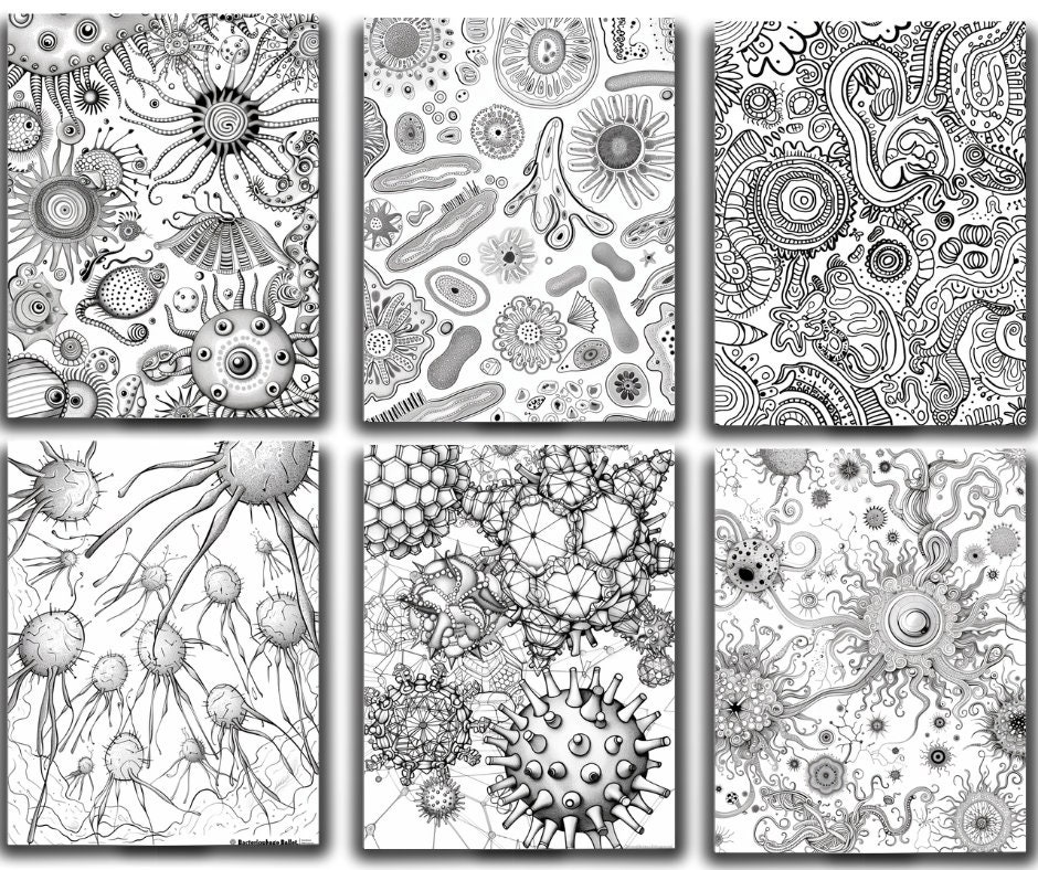 Microscopic Coloring Pages Color Therapy for Fun - Etsy