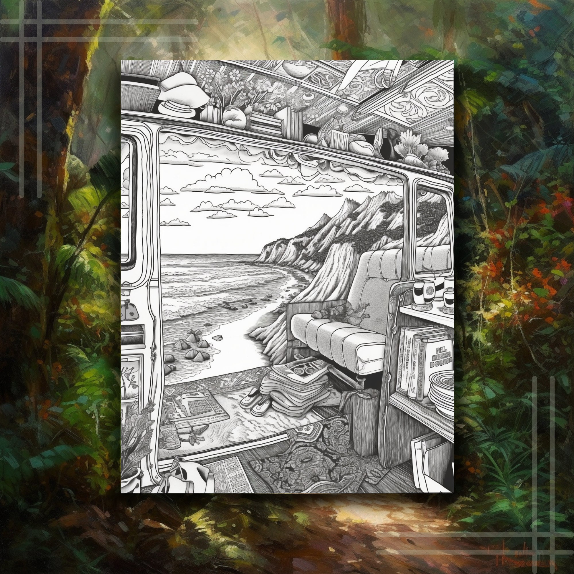 Van Life Coloring Pages - Camper Van Coloring Book | Instant Download ...