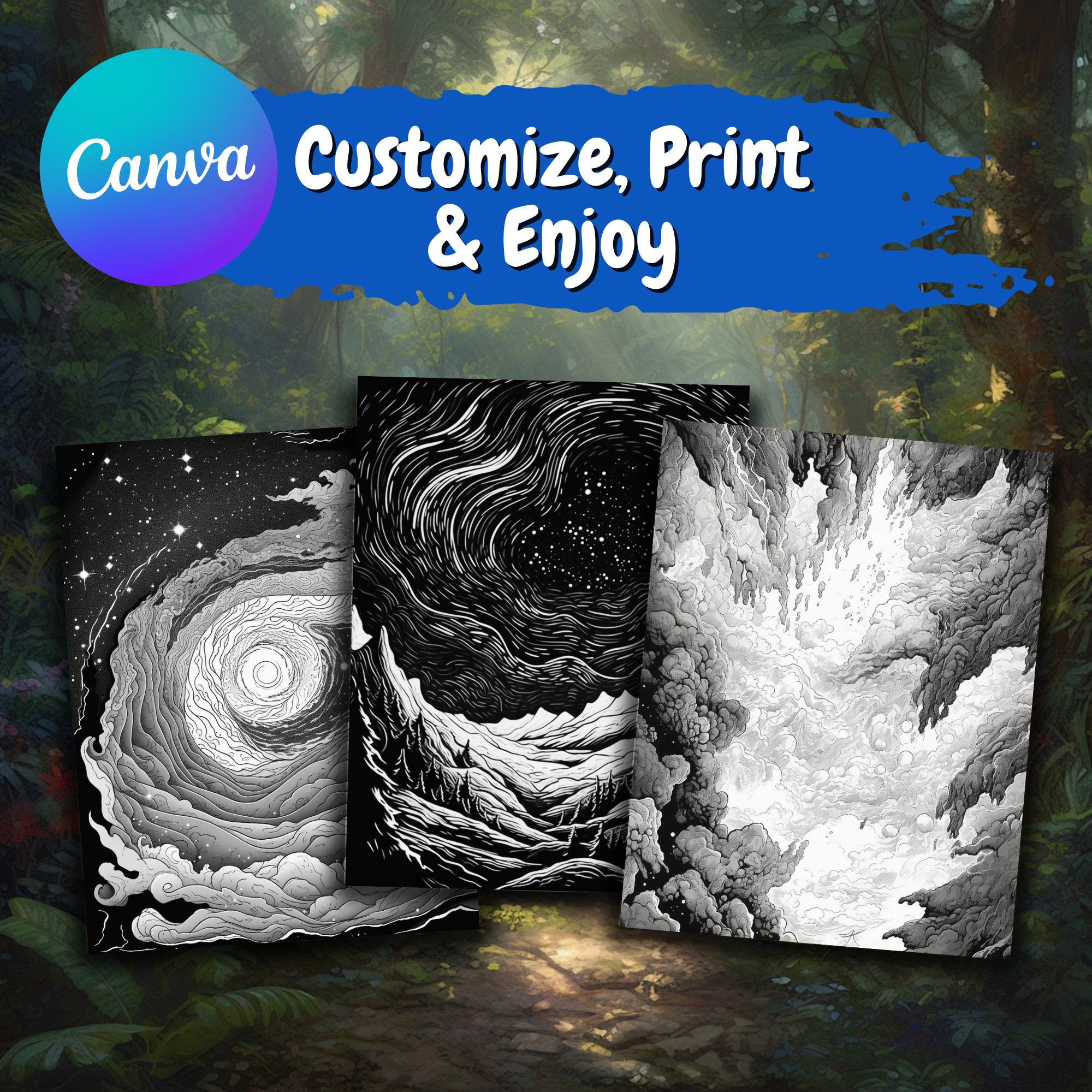 Printable DIY Cosmic Coloring Pages Alien Art Galaxy Colors Moon Rocks ...