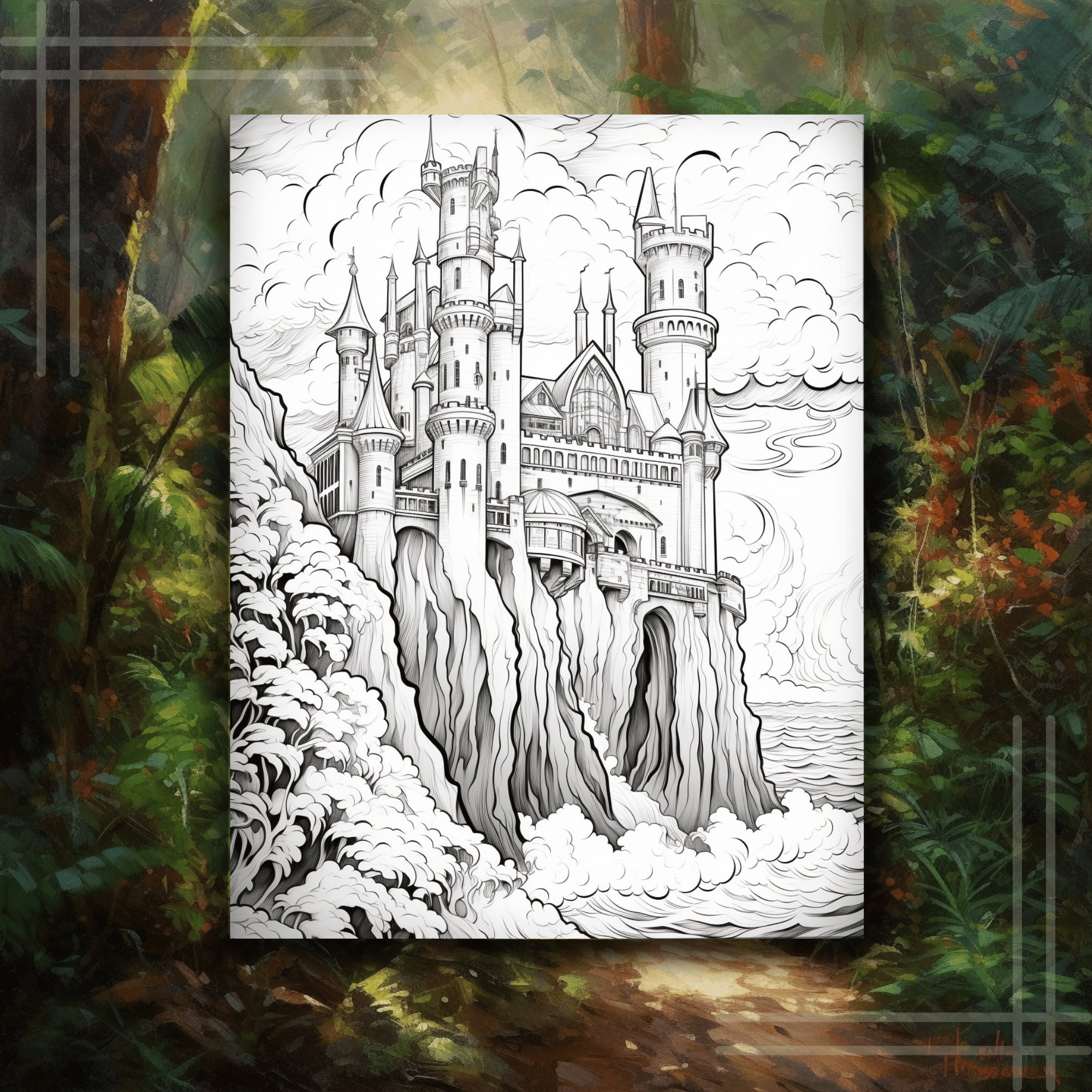 Medieval Castle Coloring Pages for Adults Instant Download PDF Castle ...