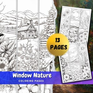 Beautiful Window View Landscape Coloring Pages for Mindful Relaxation ...