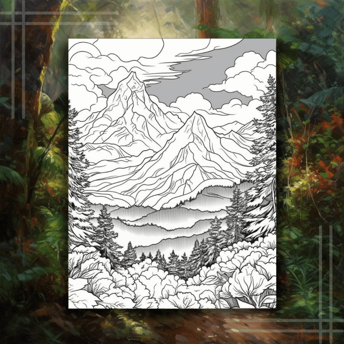Realistic Landscape Coloring Pages for Greyscale Enthusiast - Etsy