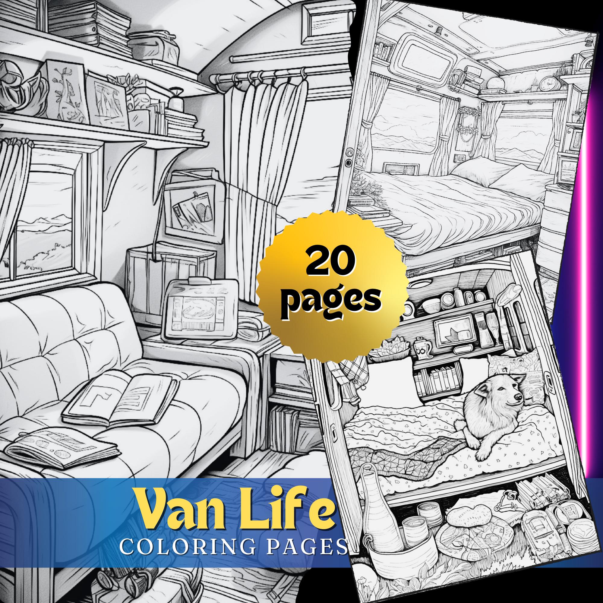 Van Life Coloring Pages - Camper Van Coloring Book | Instant Download ...