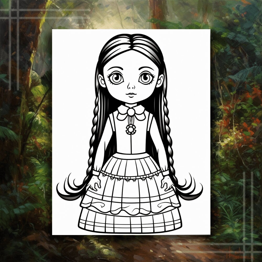 Inspired Wednesday Addams Coloring Pages From Addams Family - Etsy