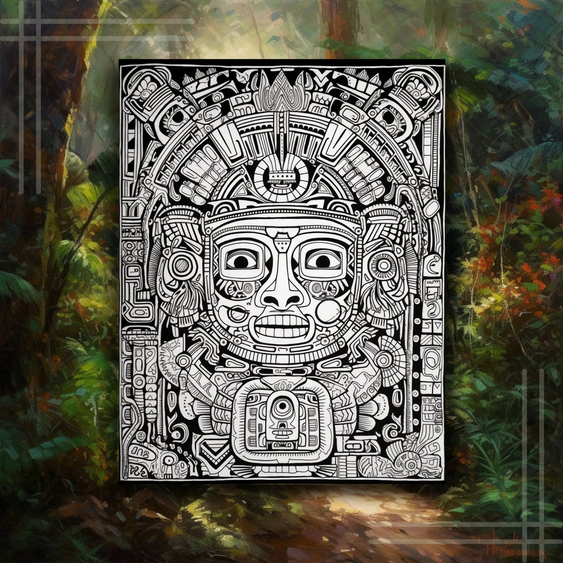 Aztec Coloring Pages Set With Beautiful Native American Line Art ...