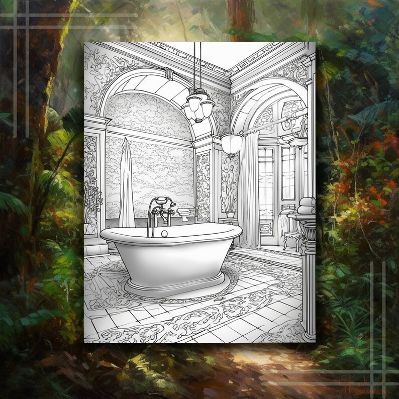 Interior Design Coloring Pages for Fun Color Therapy - Etsy